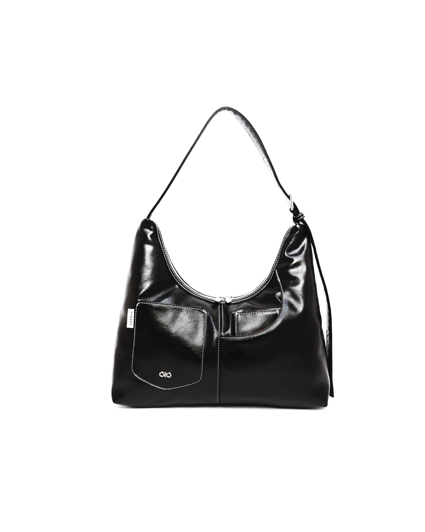 SIGNATURE POCKET LEATHER HOBO BAG IN BLACK – TSL Singapore